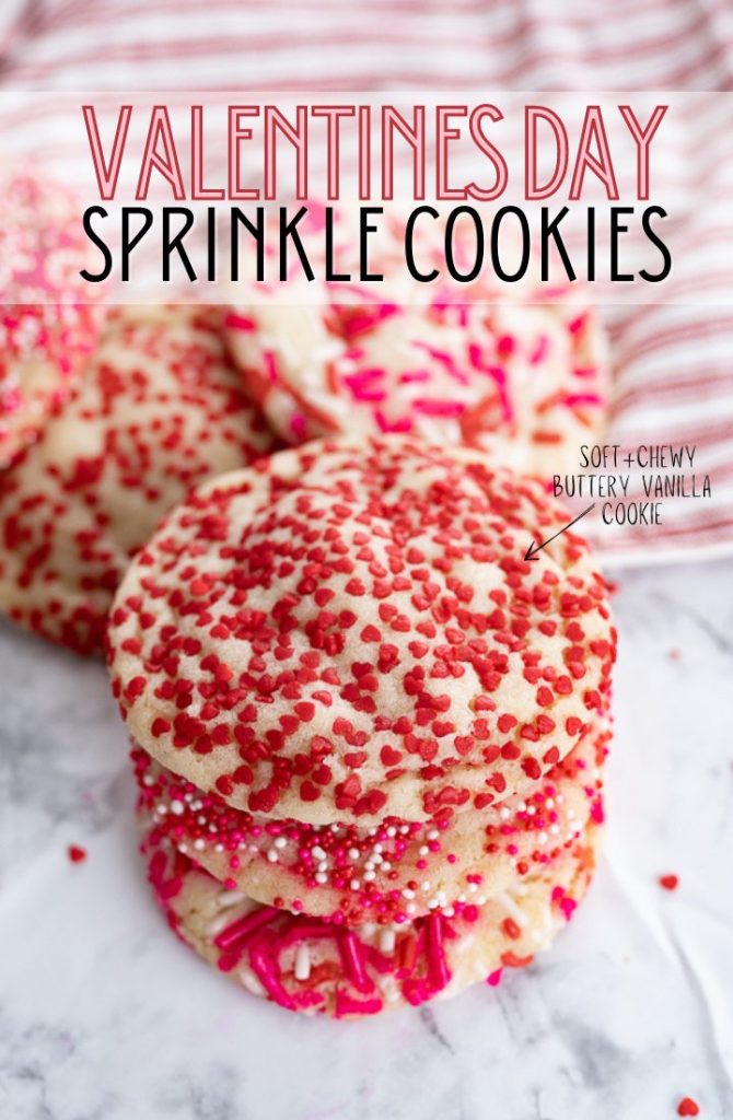 Valentines Sugar Cookies with Sprinkles - Cookies for Days